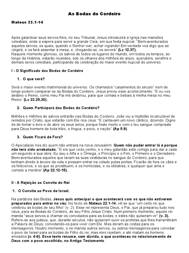 As Bodas Do Cordeiro | PDF | Jesus | Céu