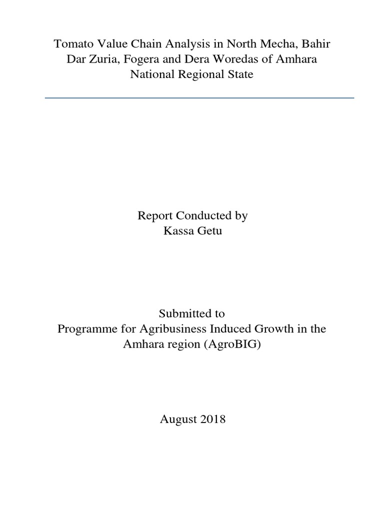 Tomato Value Chain Analysis 2018 | PDF | Agriculture | Irrigation