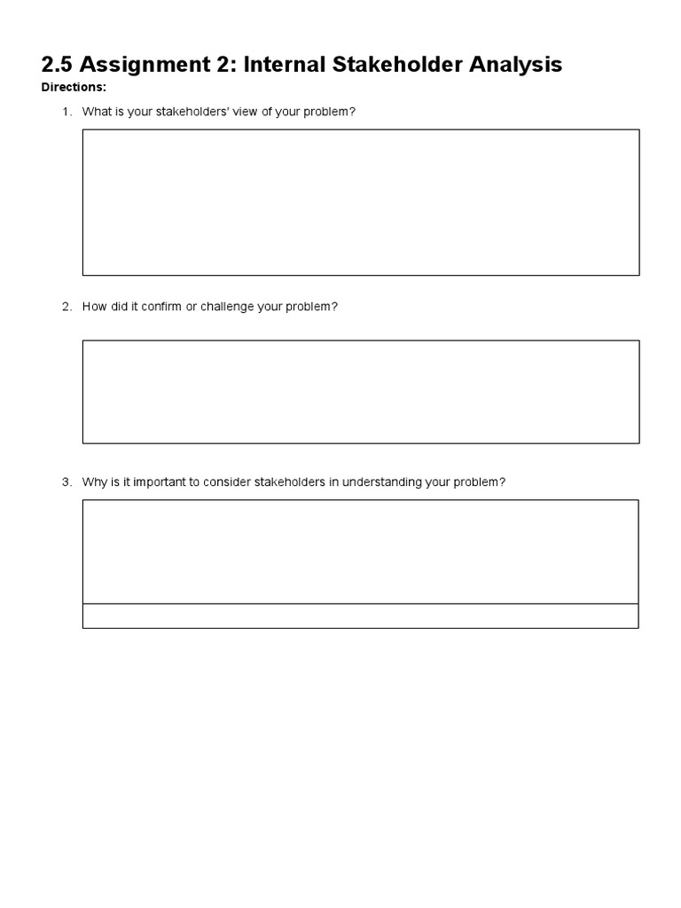 2.5 Assignment 2 - Internal Stakeholder Analysis | PDF 2.5 Assignment 2 - Internal Stakeholder Analysis | PDF