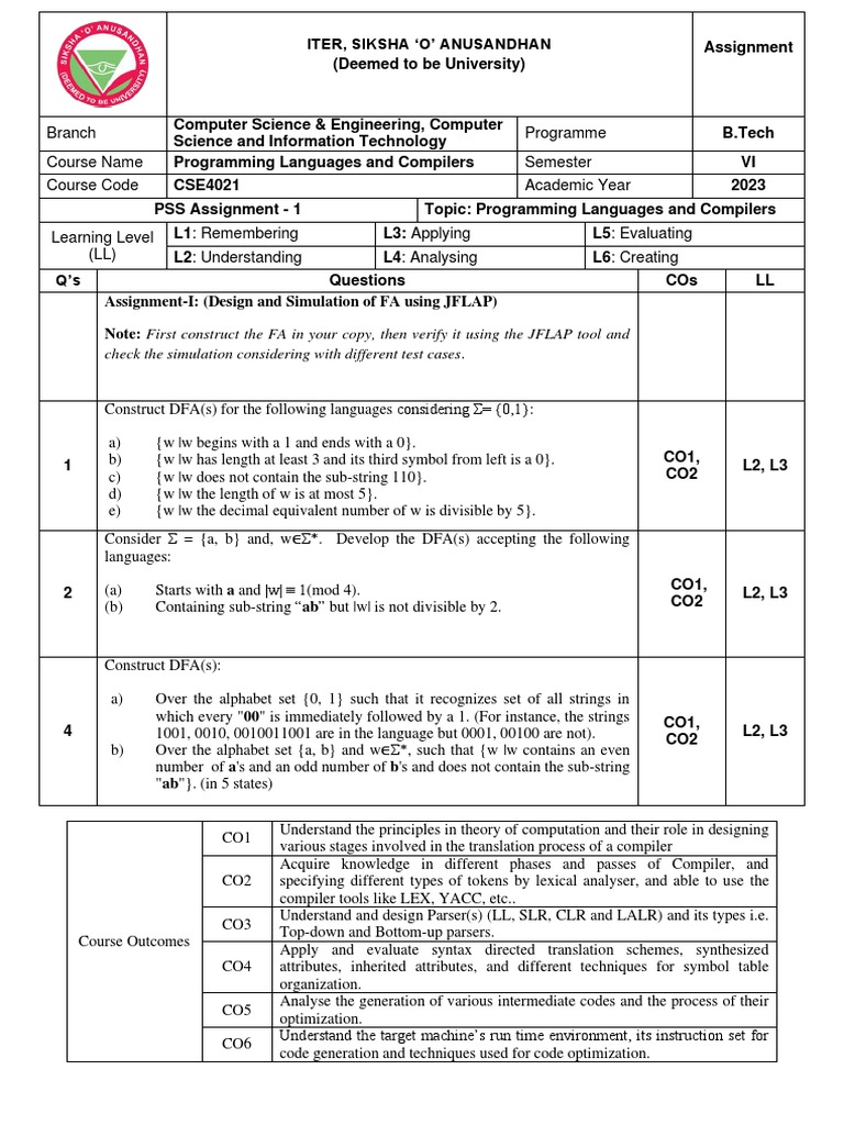 PLC PSS Assignment 1 | Download Free PDF | Parsing | Compiler
