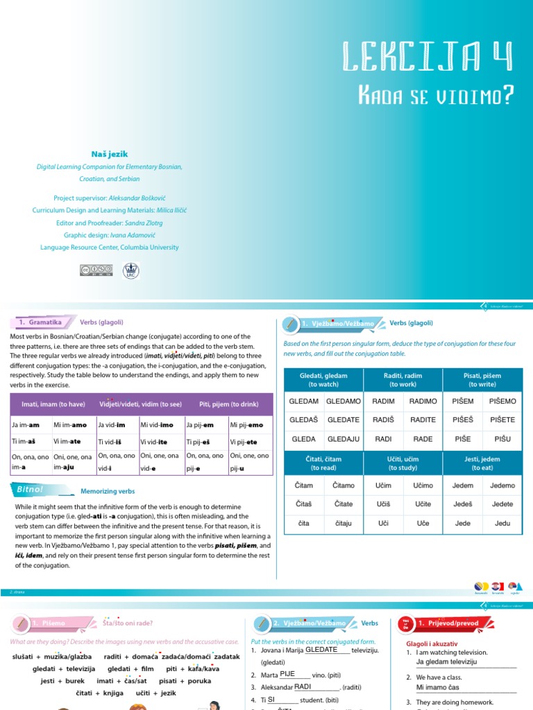 Lekcija-4-Kada-se-vidimo-1 2 | PDF | Grammatical Gender | Grammatical Conjugation