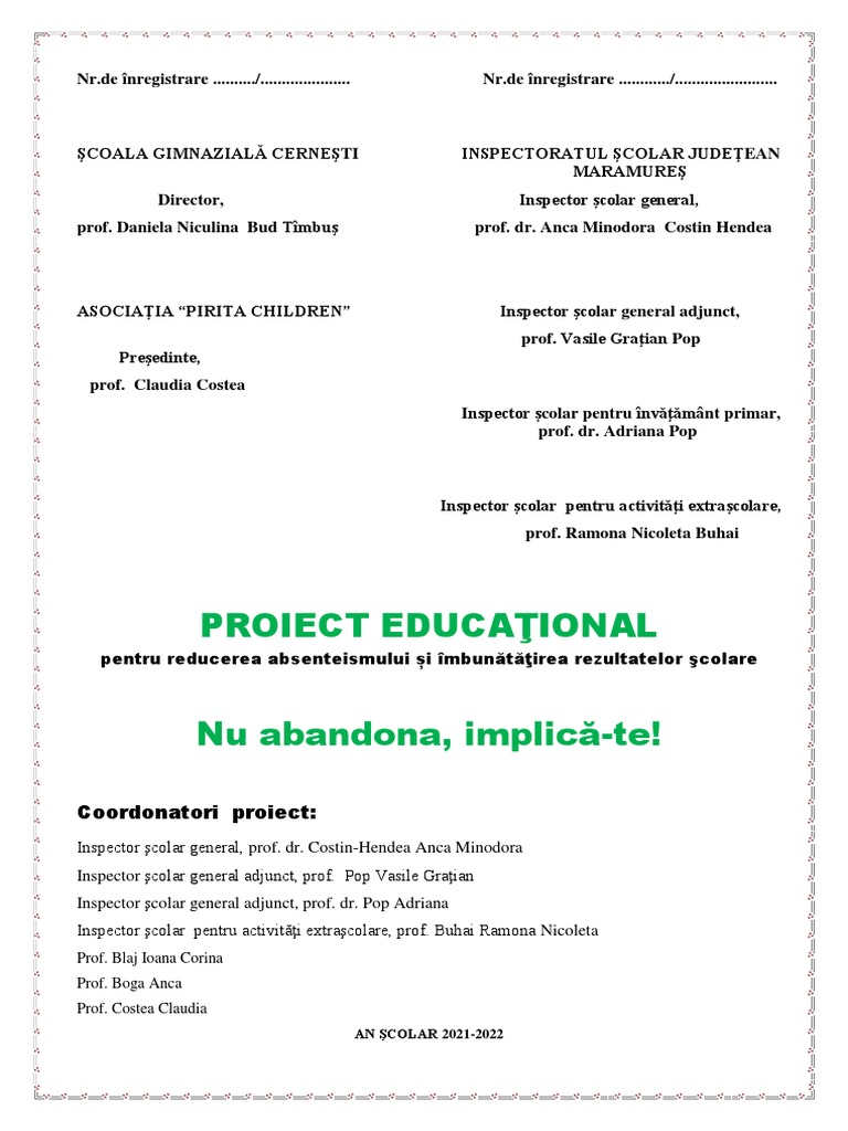 Proiect Abandon 2021 Final | PDF