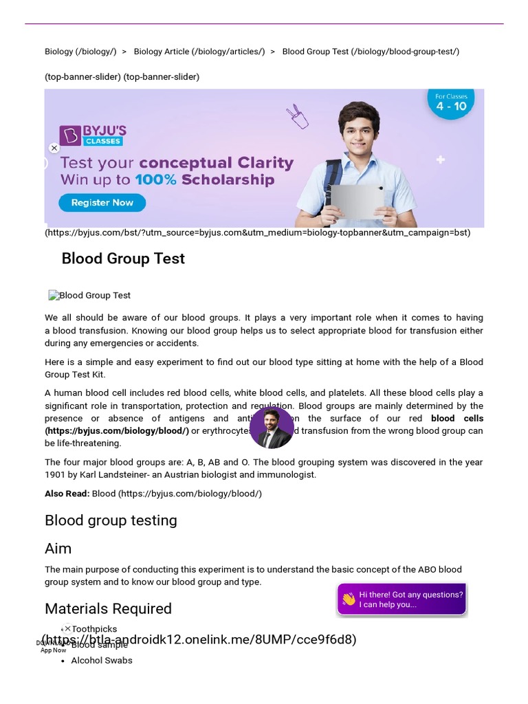 Blood Group Testing - An Experiment To Determine The Blood Group ...