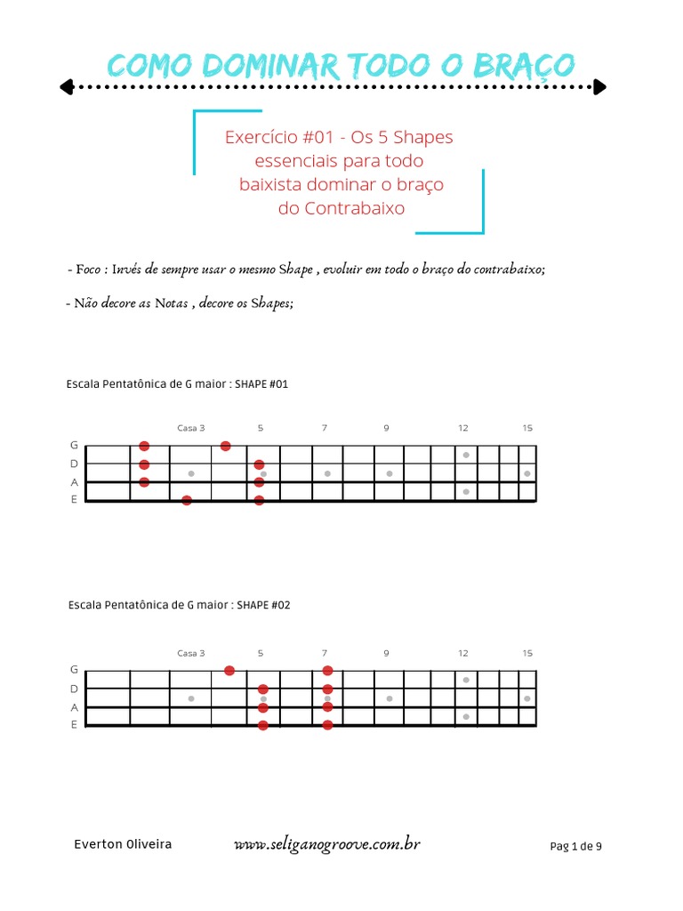 Como Dominar Todo o Braço | PDF | Escala (música) | Contrabaixo