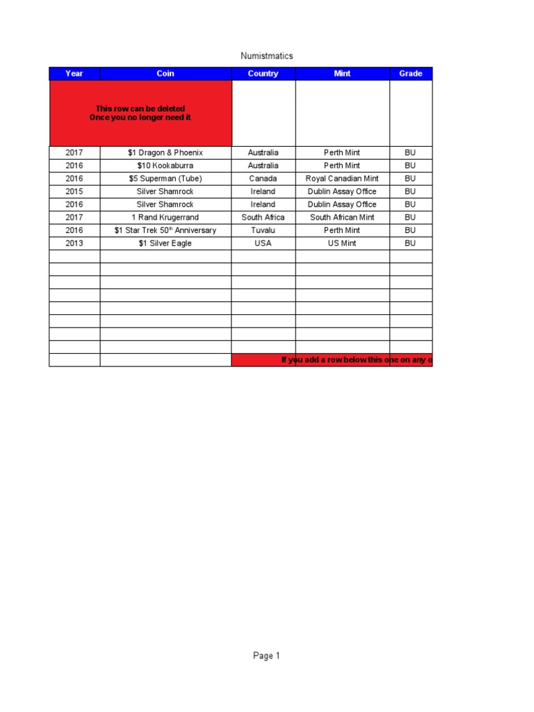 PMs Investments Sample For Microsoft Excel | PDF | Noble Metals | Precious Metals