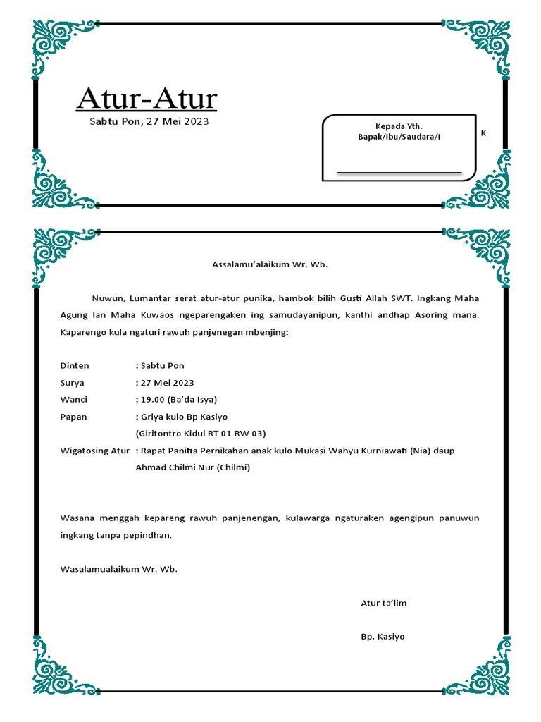 Undangan Kumbo Karnan | PDF