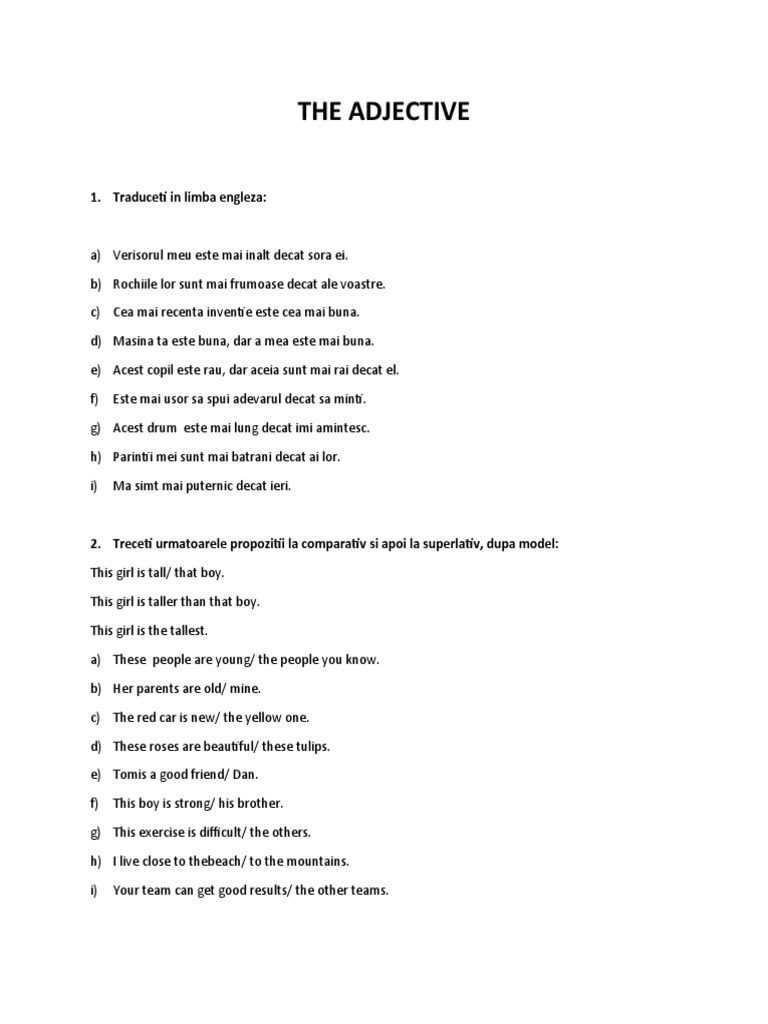 0 Fisa de Lucru Adjectiv | PDF | Language Arts & Discipline | Teaching Methods & Materials