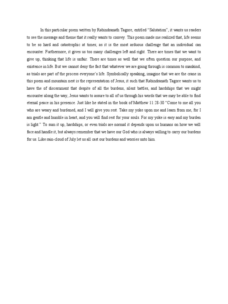 Salutation by Rabindranath Tagore | PDF