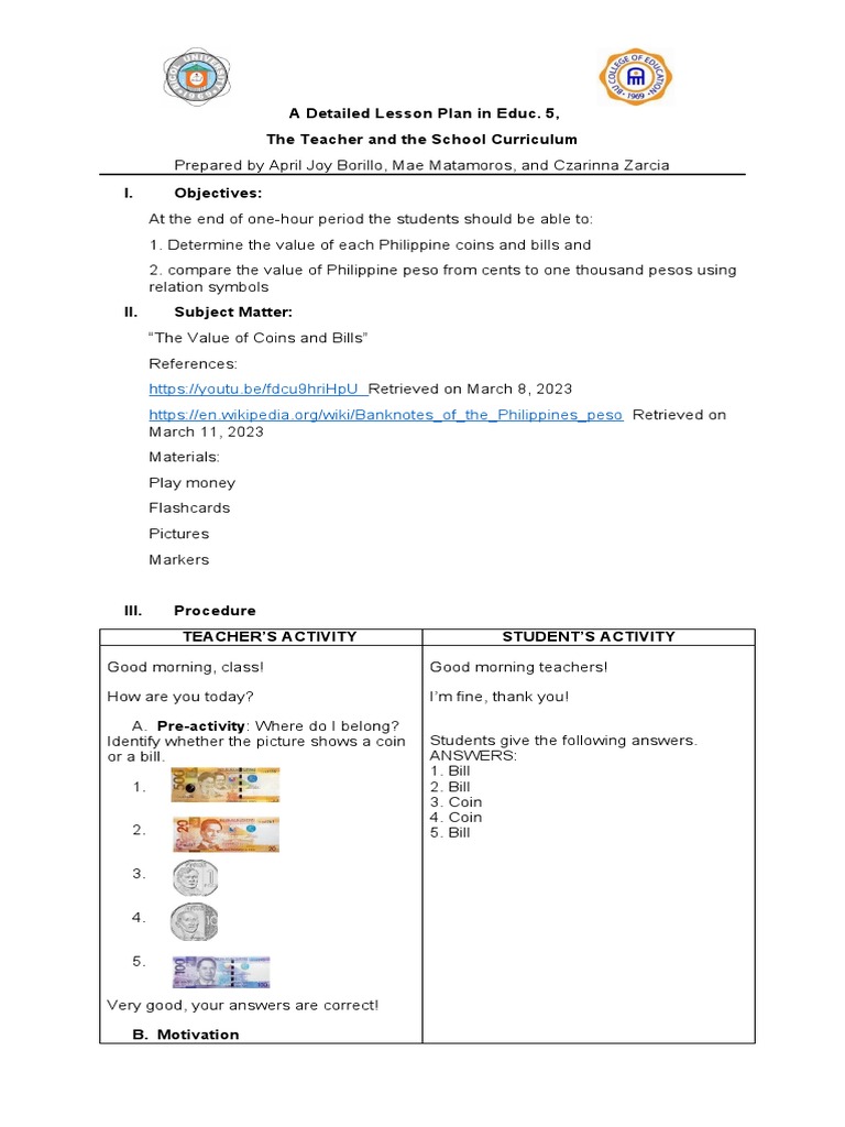 A Detailed Lesson Plan in Educ 5 | PDF | Foreign Exchange Market | Currency
