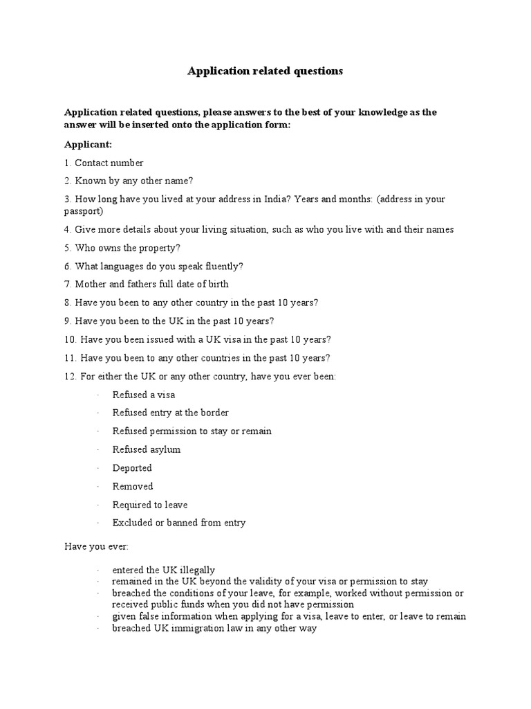 Spouse Application Questions | PDF | Travel Visa | Government