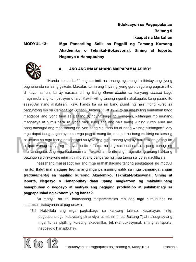 PDF Grade 9 Esp Modulepdf DL - 1 236 288 | PDF