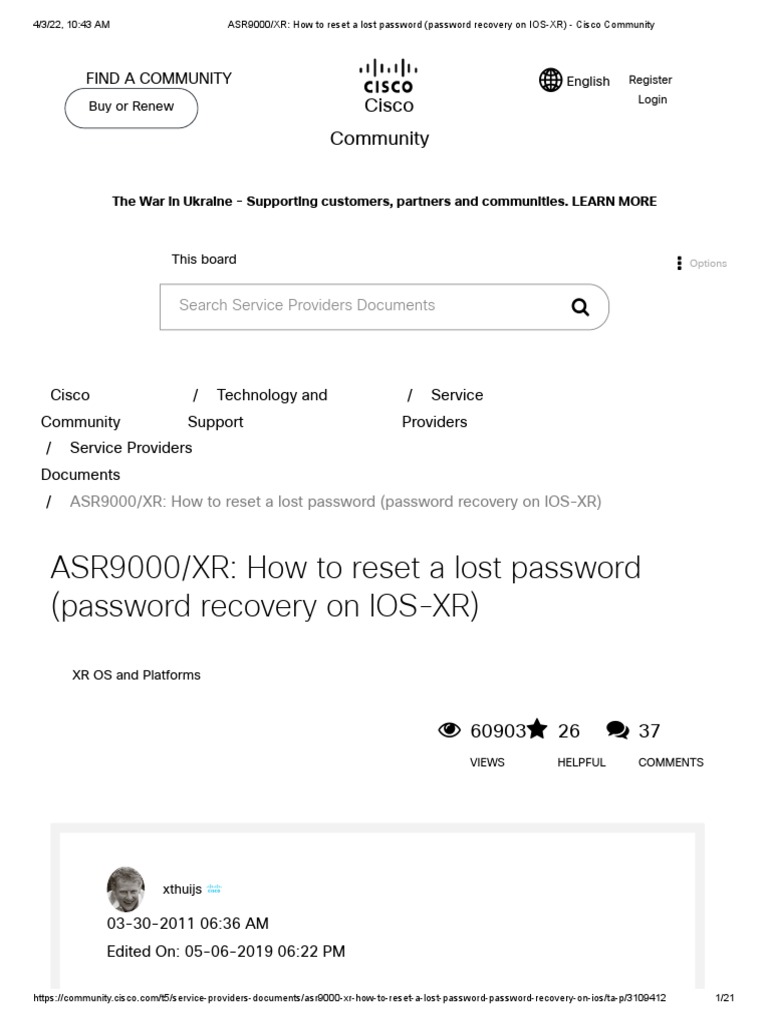 Asr9000 Xr How To Reset A Lost Password Password Recovery On Ios Xr Cisco Community