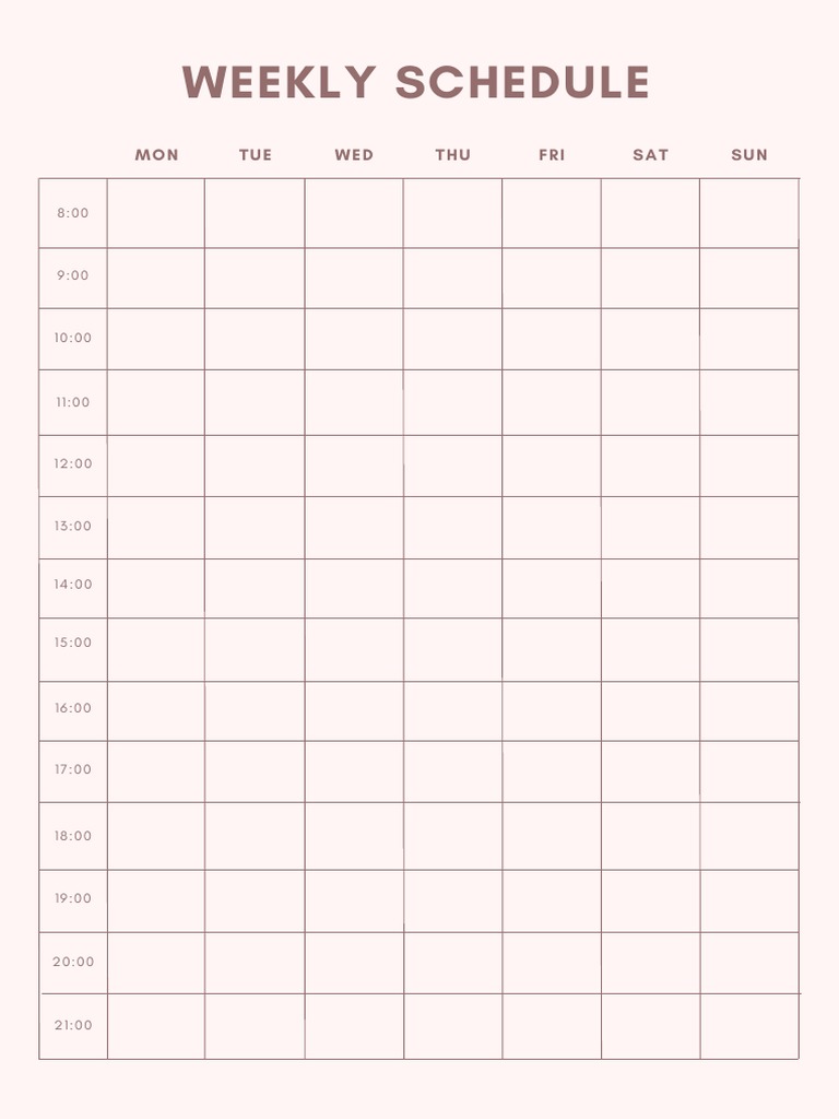 Minimal Weekly Schedule Planner | PDF