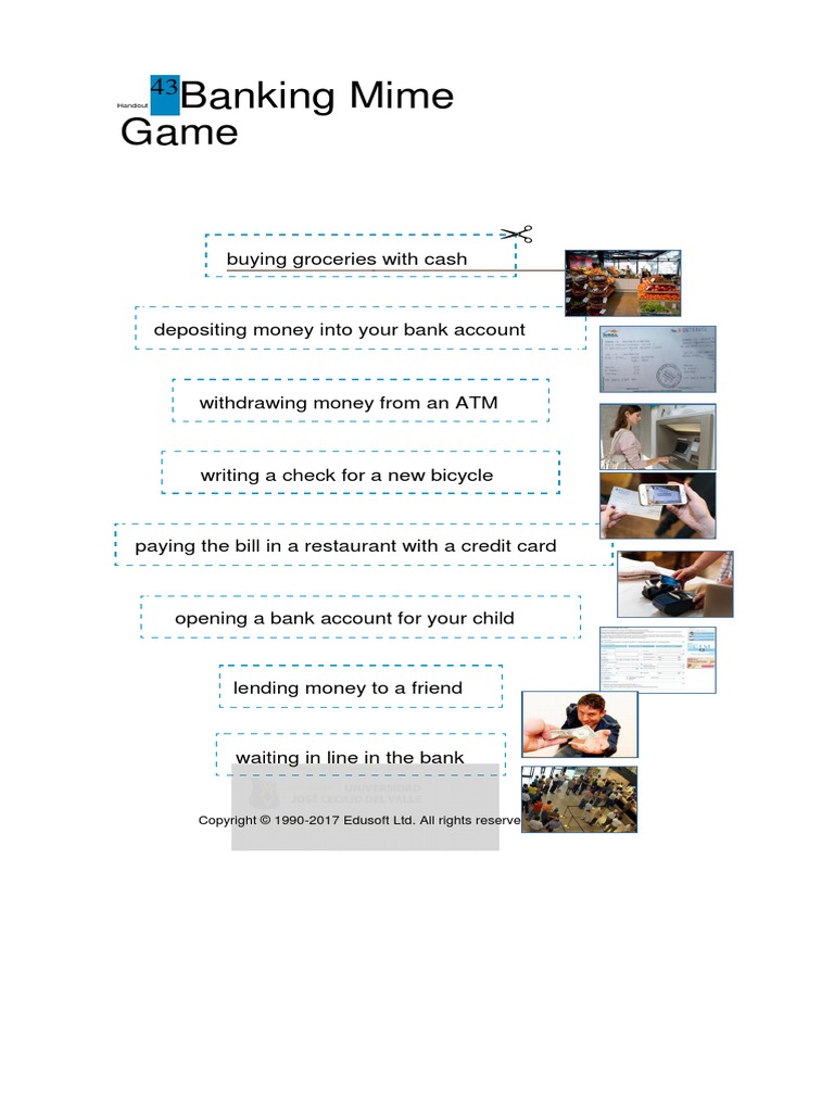 Banking Mime Game Activities | PDF