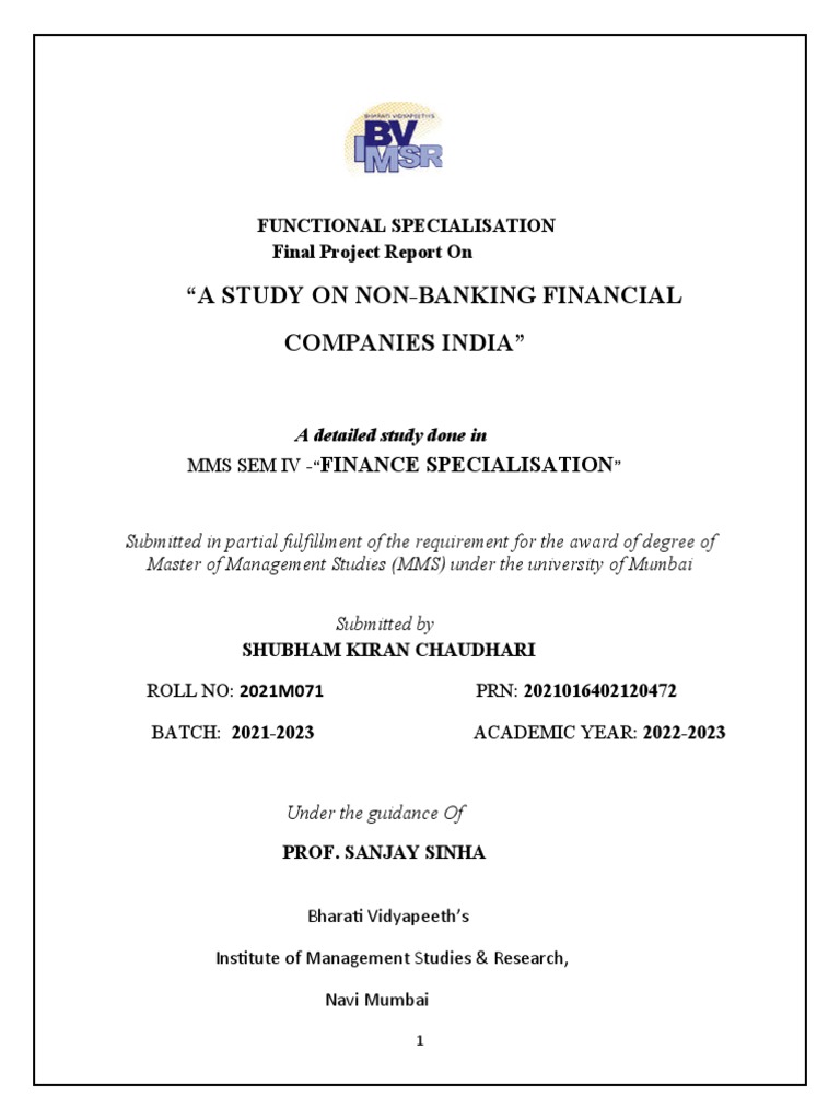 Functional Specialization Project | PDF | Non Bank Financial Institution | Banks