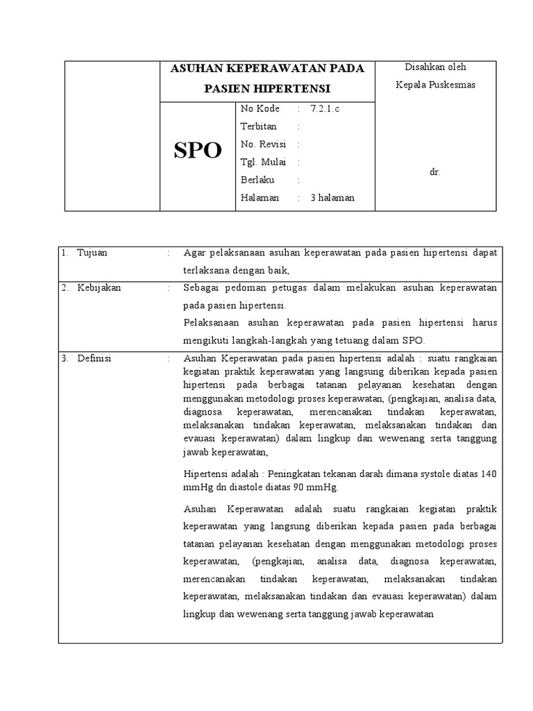 SPO Asuhan Keperawatan Pada Pasien Hipertensi | PDF | Sains & Matematika