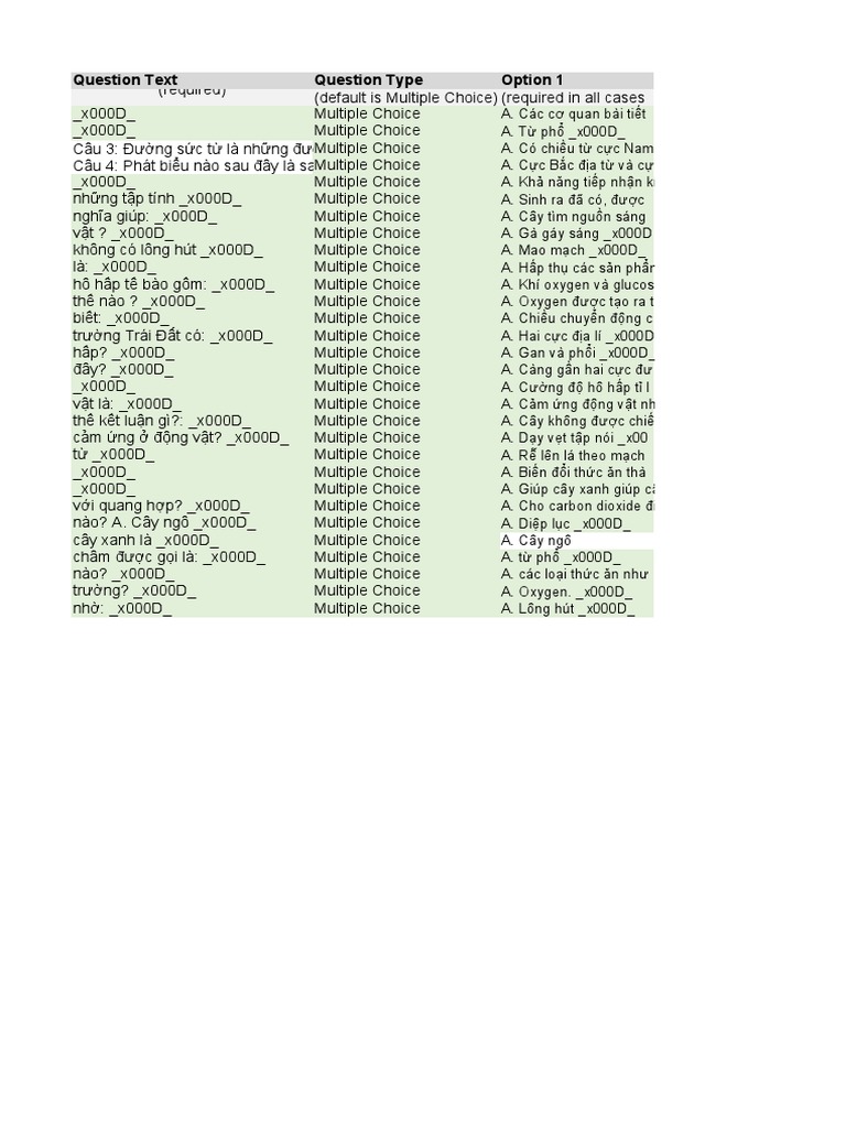Quizizz Sample Spreadsheet Updated | PDF
