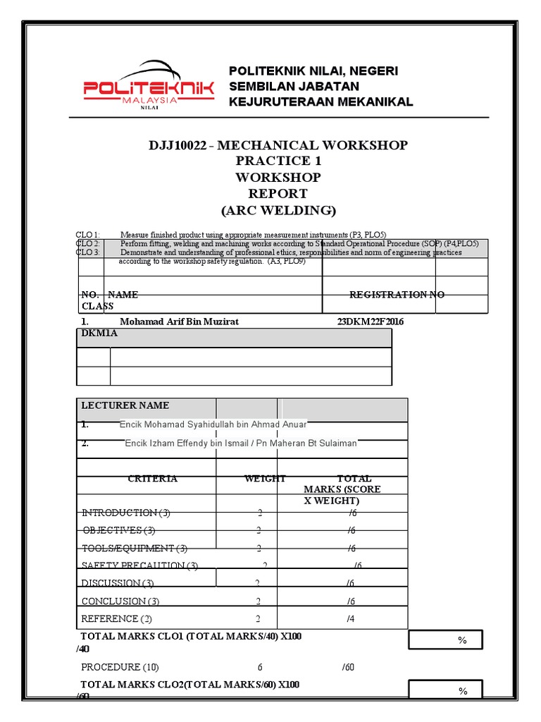 Report | PDF | Construction | Welding