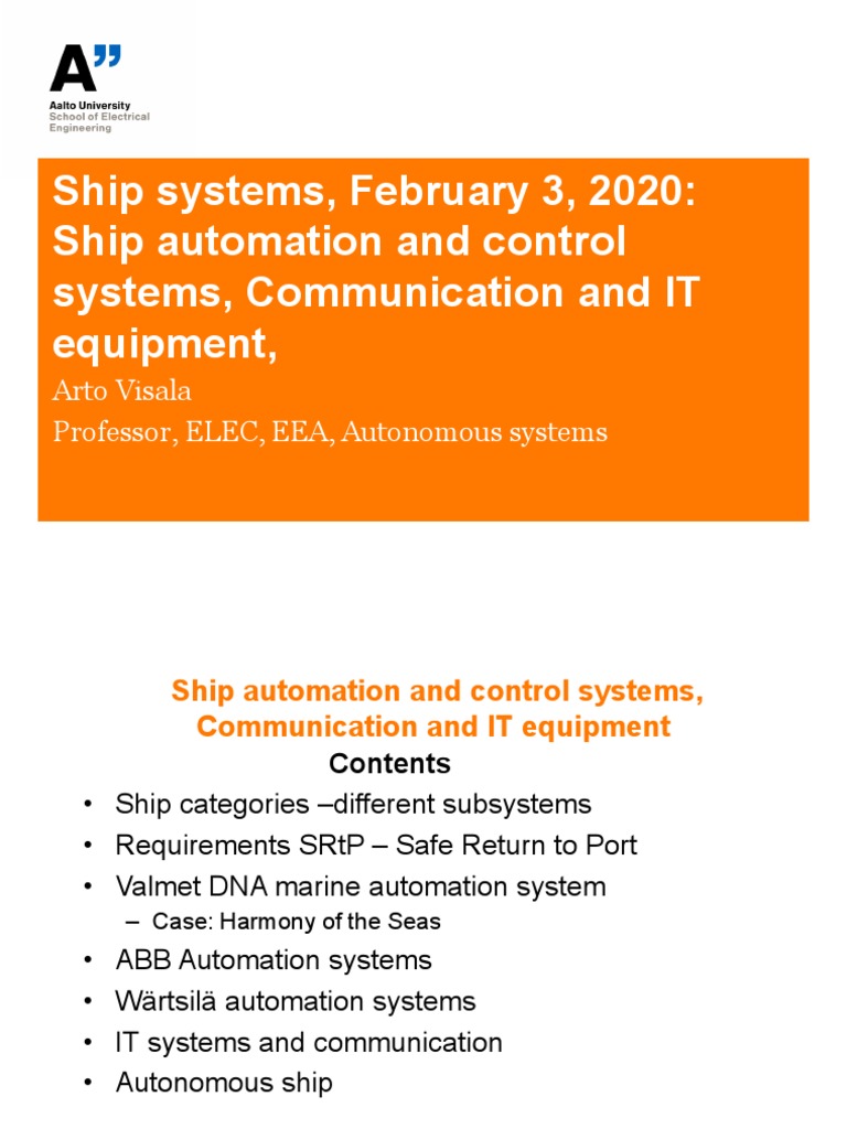 2020 MEC E2005 Ship Systems - Lecture 9 EF2 - Ship Automation 1 | PDF | Computer Network ...