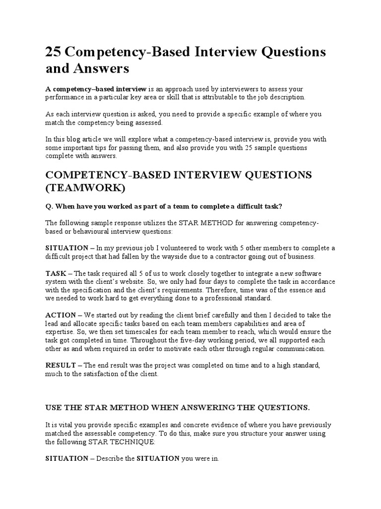 25-Competency-questions-and-answers | PDF | Leadership | Motivational