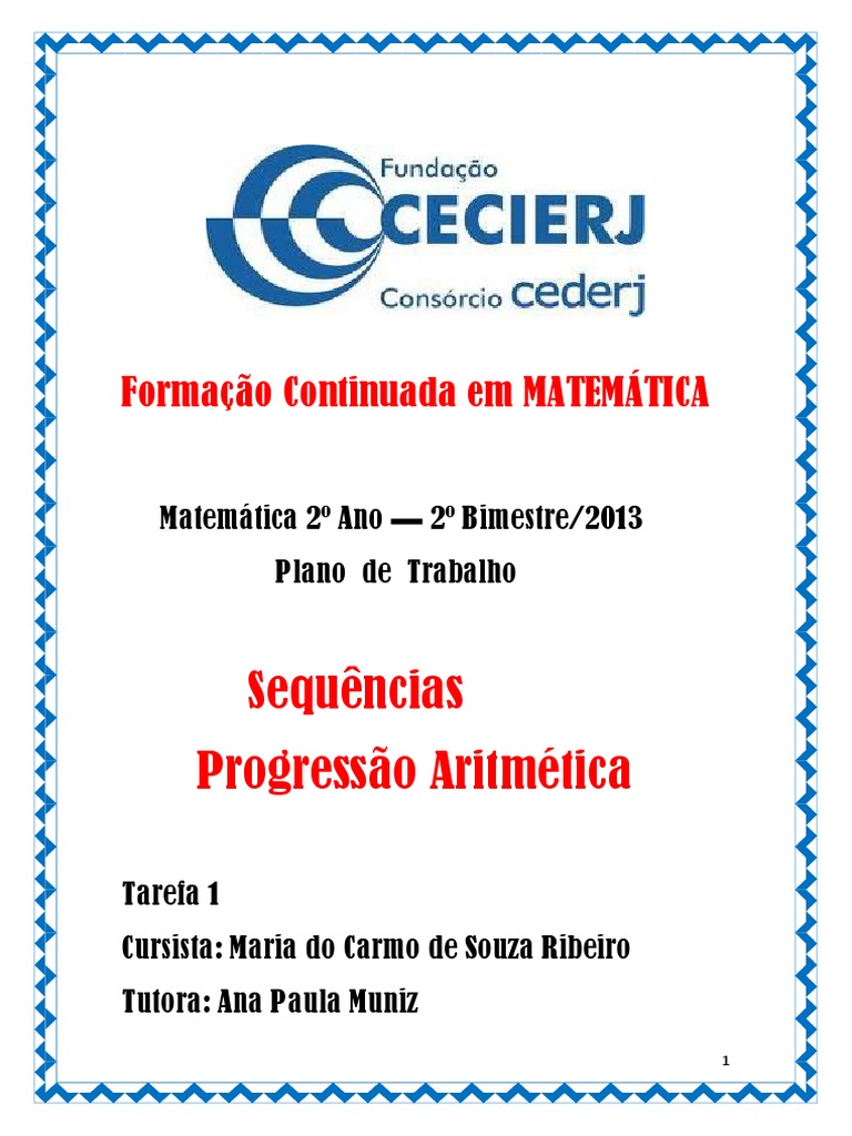 Sequências Progressão Aritmética | PDF | Sequência | Matemática