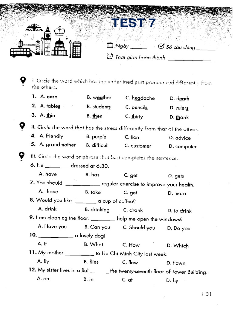CHINH PHỤC ĐỀ THI VÀO LỚP 6 - BỘ ĐỀ DTH - CÓ ĐÁP ÁN - 27 | PDF