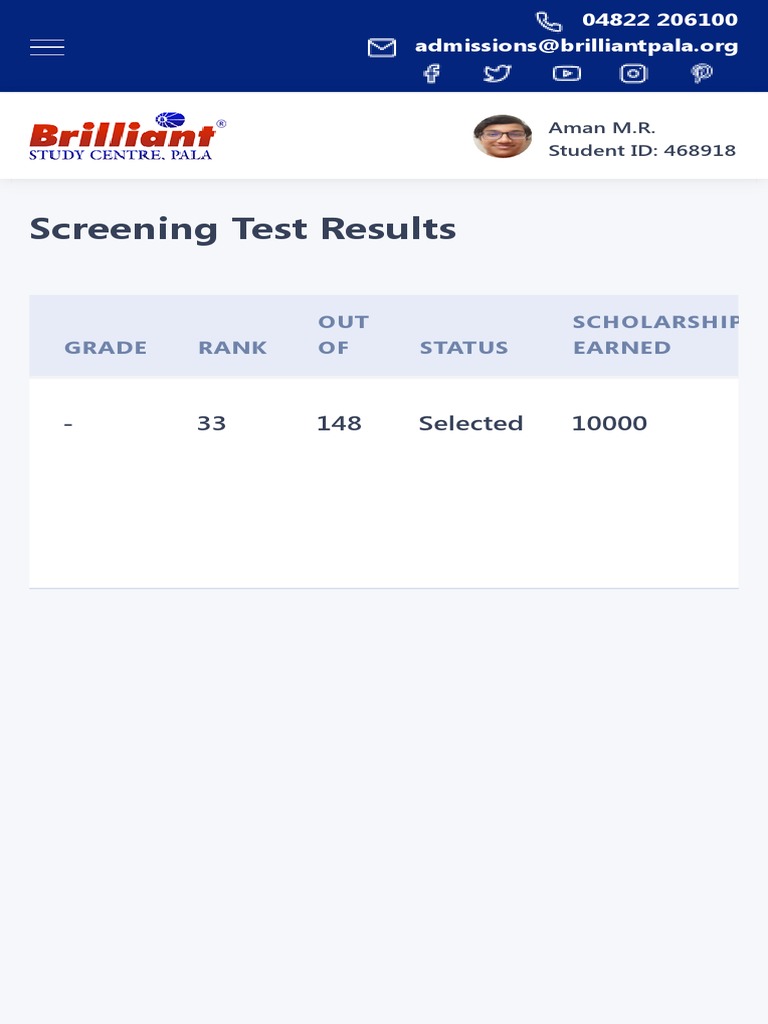 Brilliant Study Centre, Pala | PDF