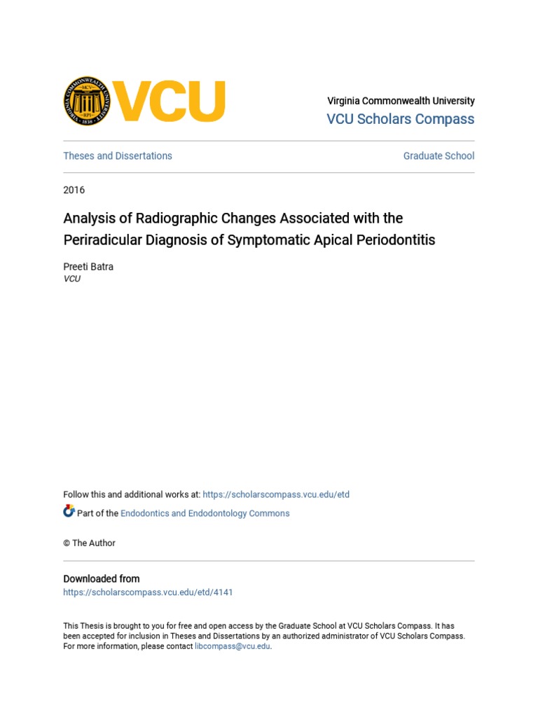 Analysis of Radiographic Changes Associated With The Periradicular ...