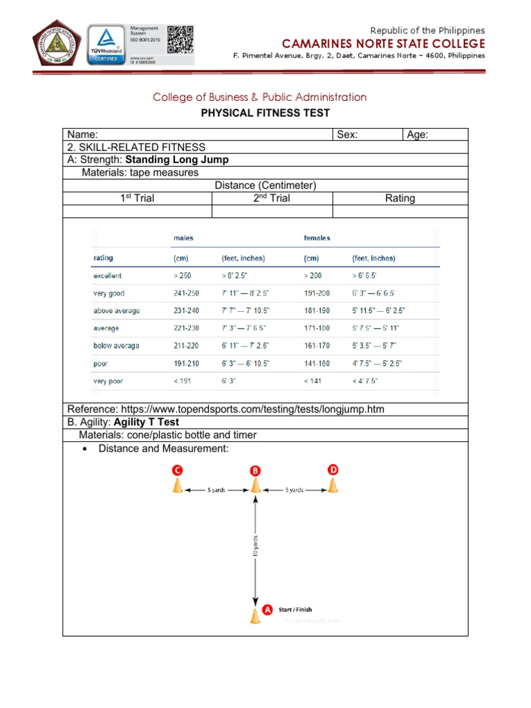 PFT Skill Related Fitness CBPA | PDF | Rubric (Academic)
