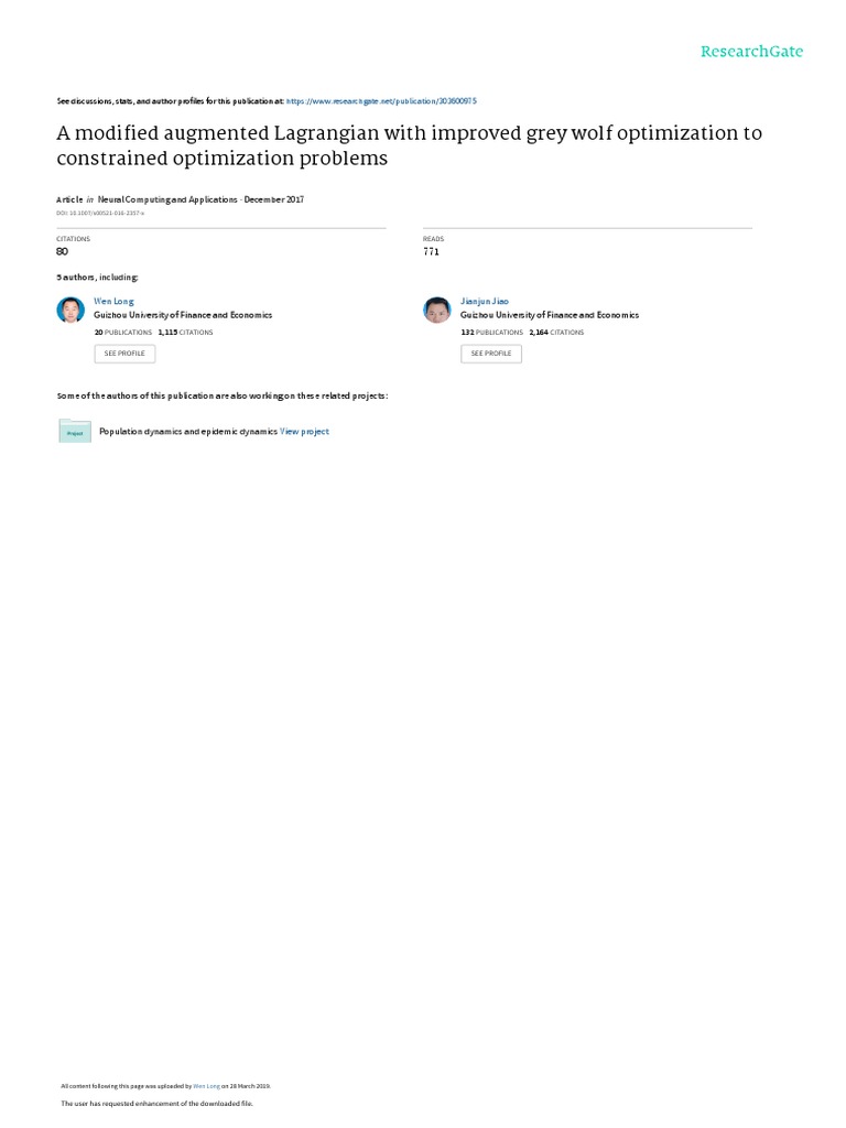A Modified Augmented Lagrangian With Improved Grey Wolf Optimization To ... A Modified Augmented Lagrangian With Improved Grey Wolf Optimization To ...