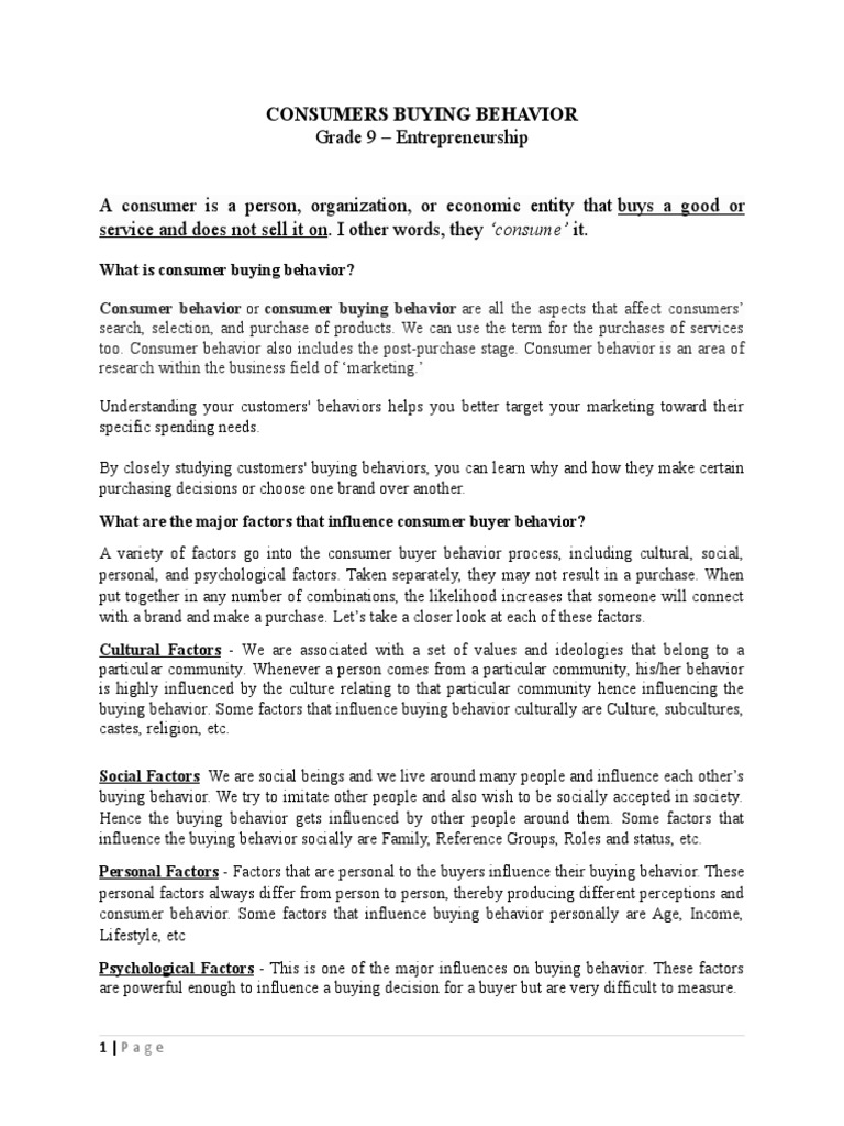 Consumer Buying Behavior Guide | PDF | Consumer Behaviour | Behavior