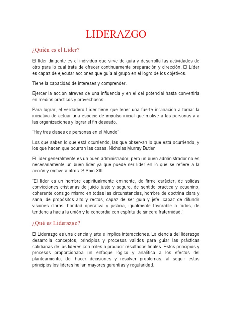 LIDERAZGO | PDF | Liderazgo | Planificación