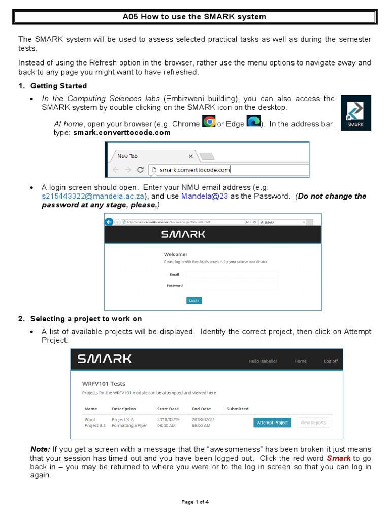 A05 How to use the SMARK system 2023 | PDF | Computer File | Login