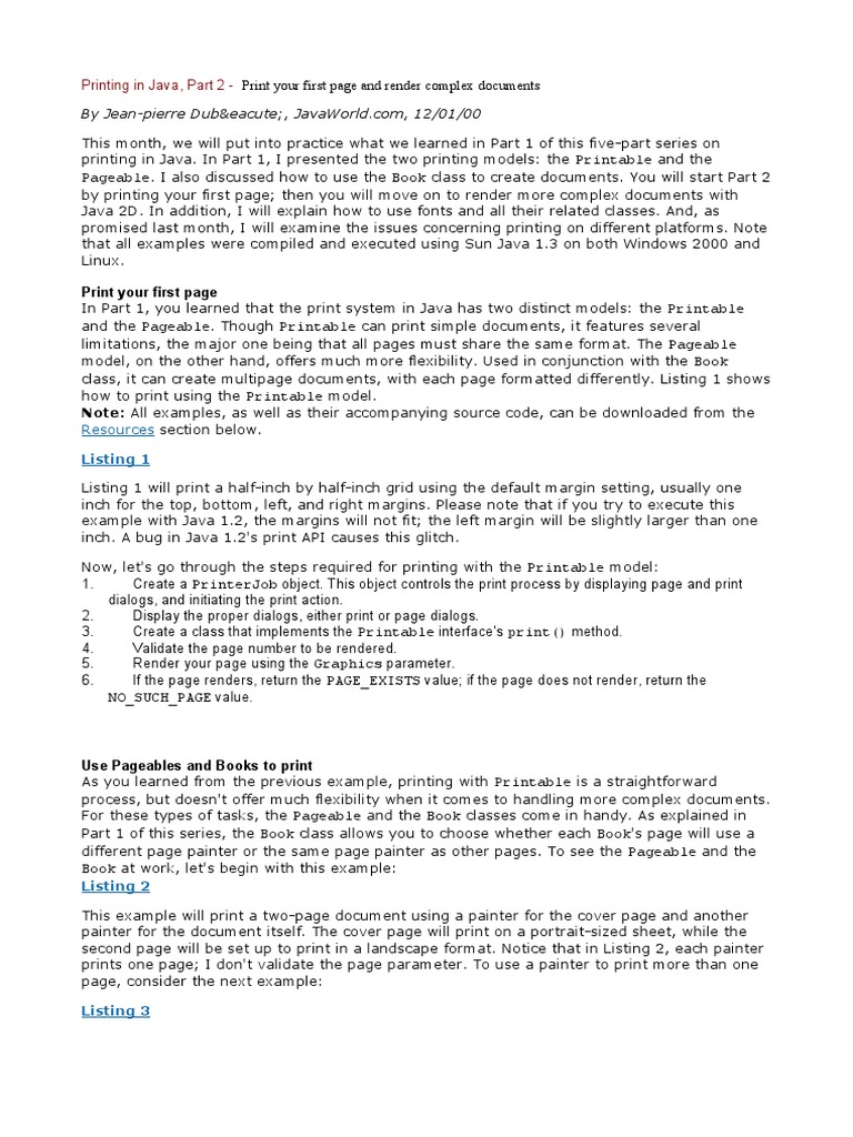 Printing In Java2 Pdf Typefaces Java Programming Language 8422