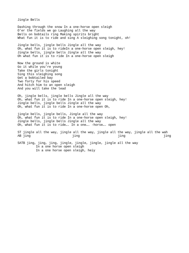 Jingle Bells Lyrics | PDF
