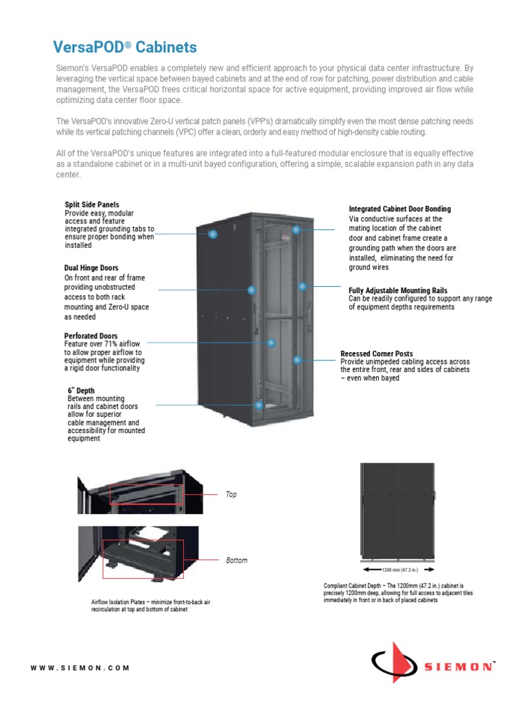 Siemon Versapod Cabinet Rev B - Spec Sheet | PDF | Manufactured Goods ...