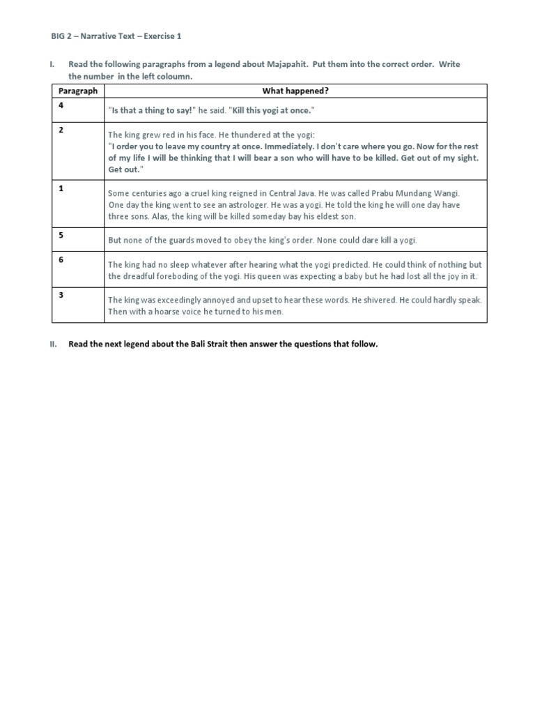 BIG 2 - Narrative - Exercise A | PDF