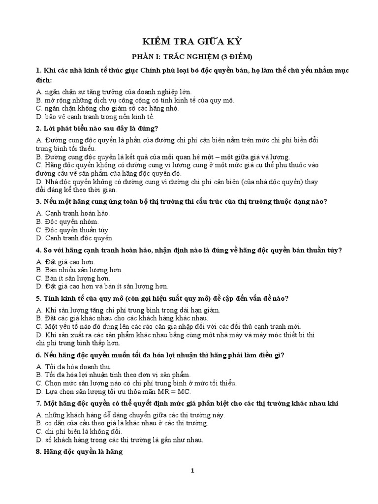 Kiem Tra Giua Ky Lan 2 | PDF