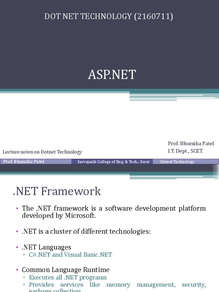 ASP.NET and .NET Framework Guide | PDF | Active Server Pages | World ...