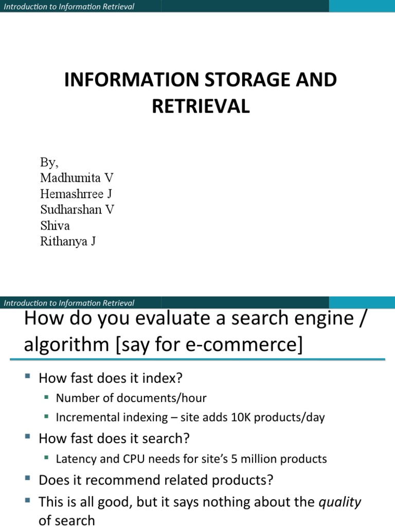 Information Storage and Retrival | PDF | Information Science ...