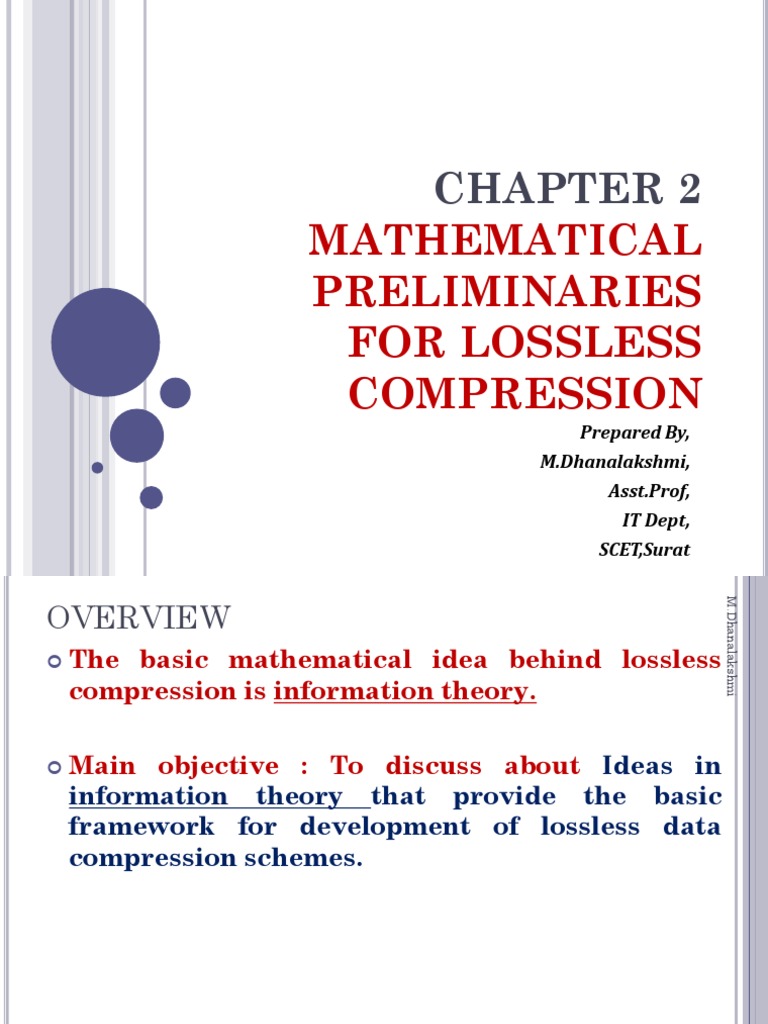 Chapter 2 - Mathematical Preliminaries For Lossless Compression | PDF | Code | Markov Chain