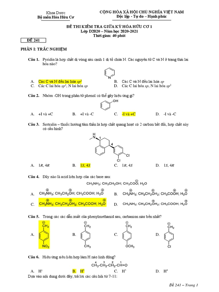 Giuaky hp1 D20 241 Co Dap An | PDF