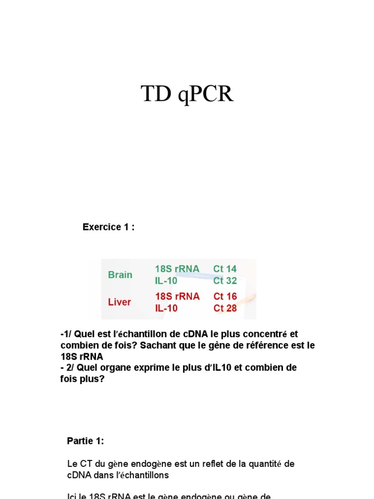TD QPCR Et TD2 | PDF | Réaction en chaîne par polymérase | PCR quantitative