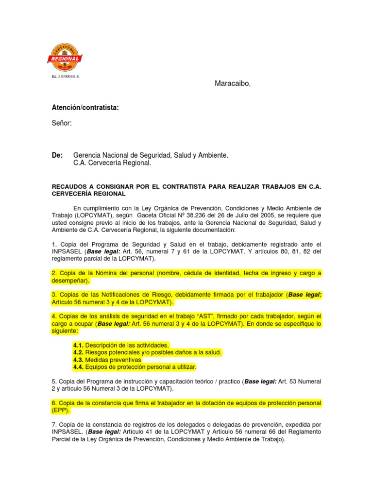 Requisitos de Seguridad para Contratistas | PDF
