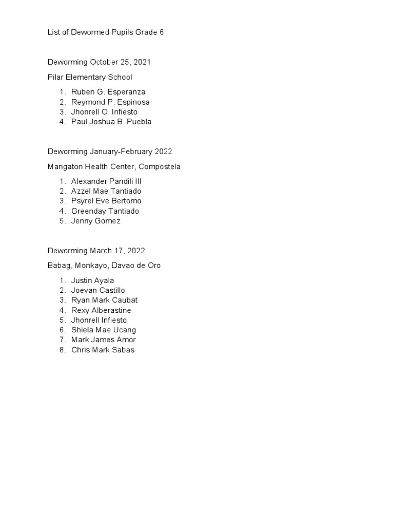 Deworming | PDF