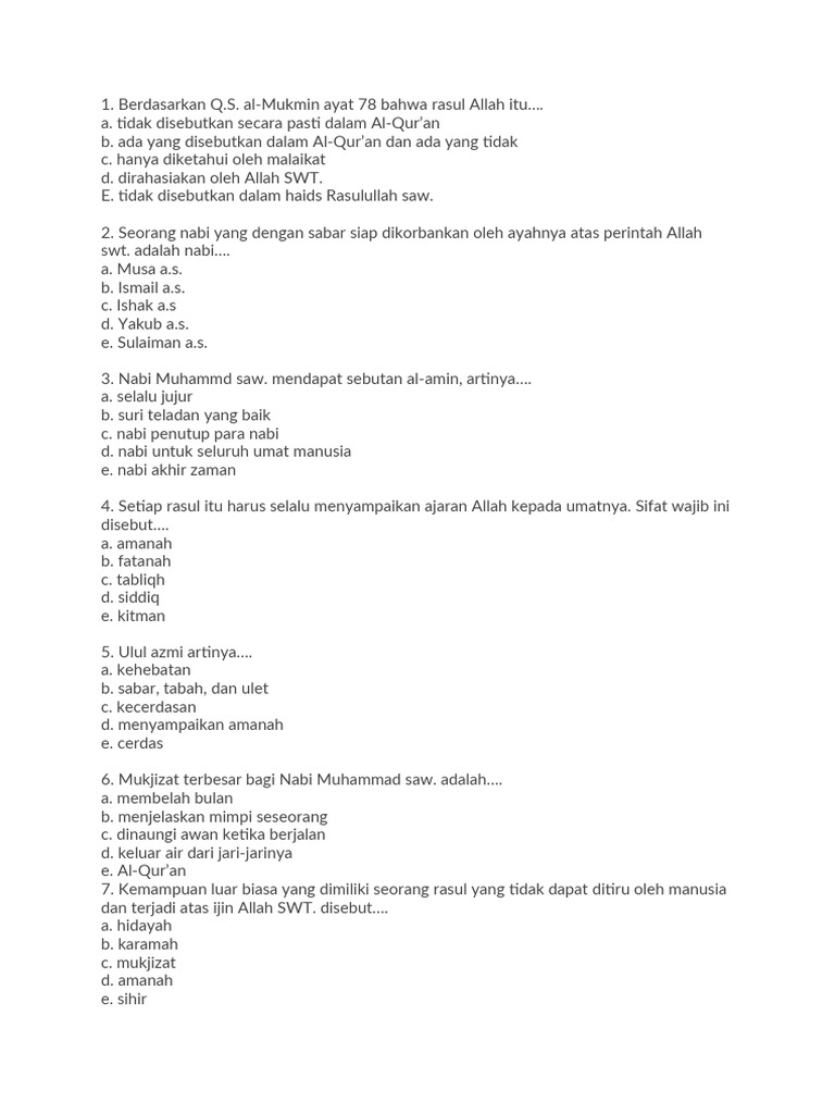 Soal Pai Pts XI | PDF