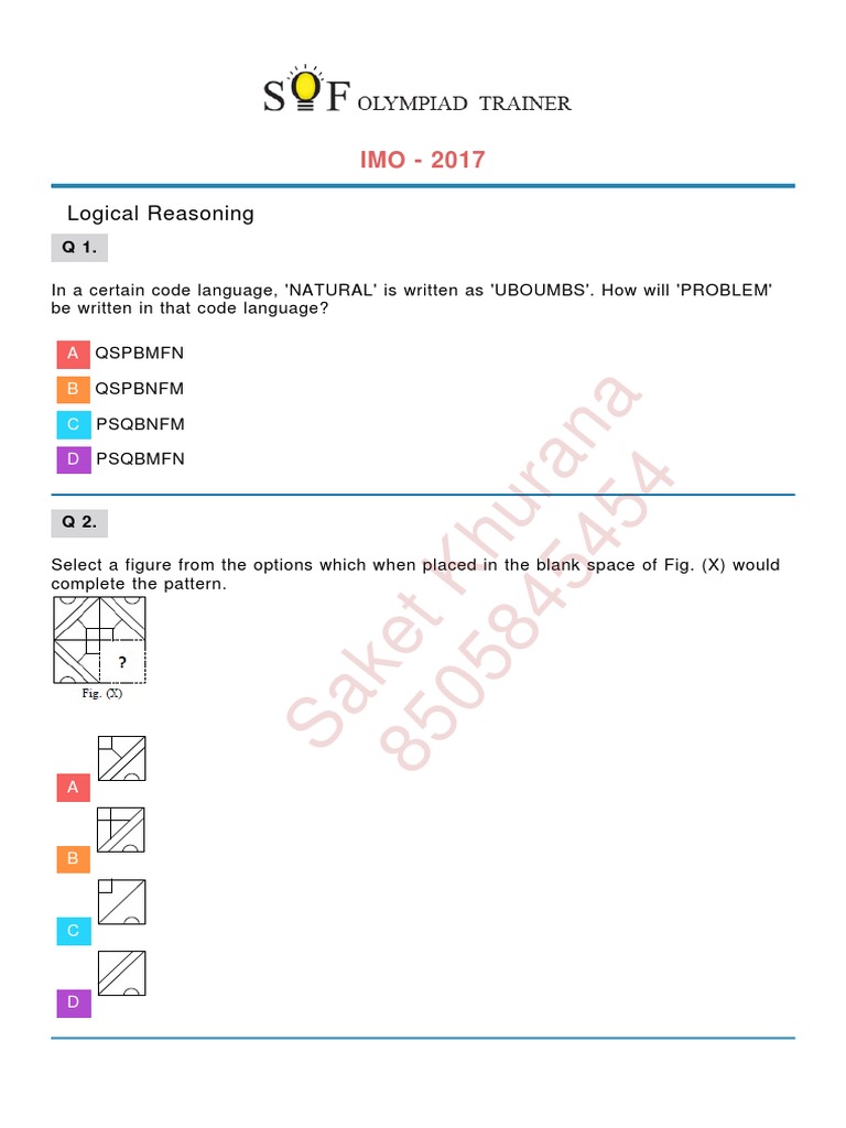 Code Language and Logical Reasoning Quiz | PDF | Circle | Numbers