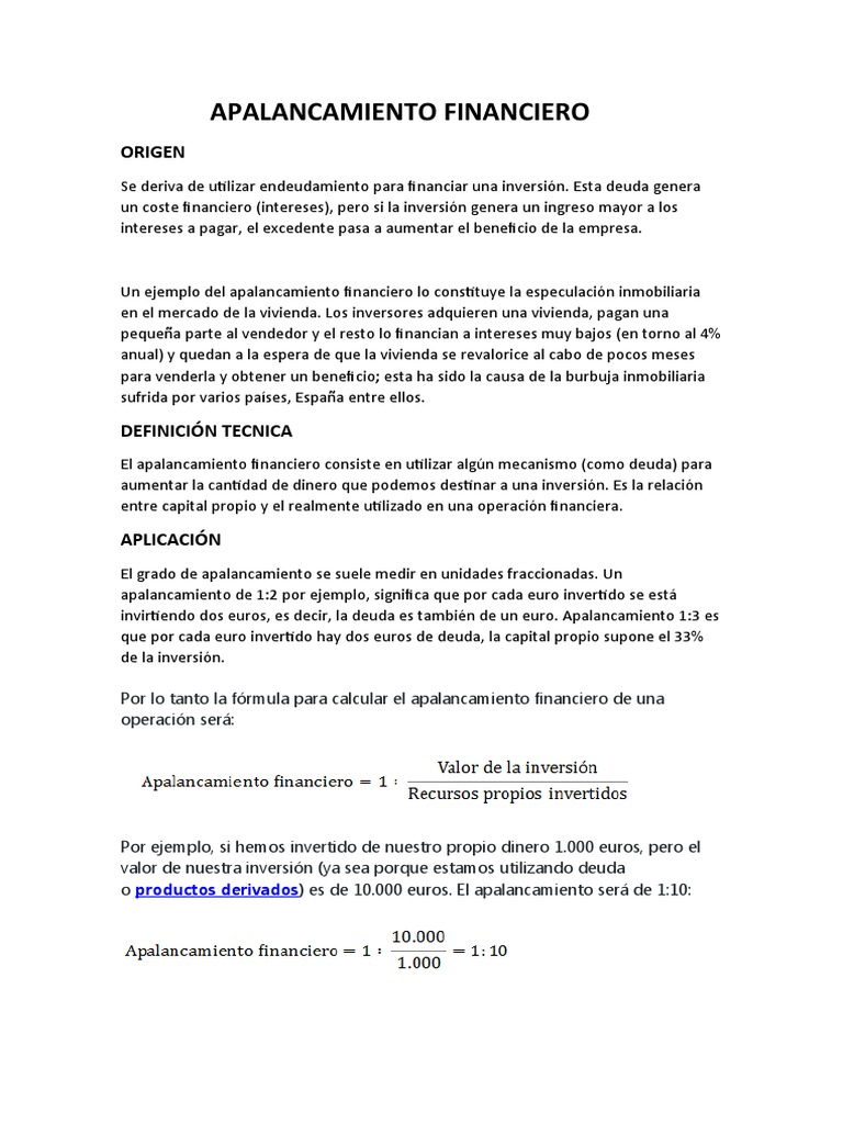Apalancamiento Financiero | PDF | Apalancamiento (Finanzas) | Sector privado