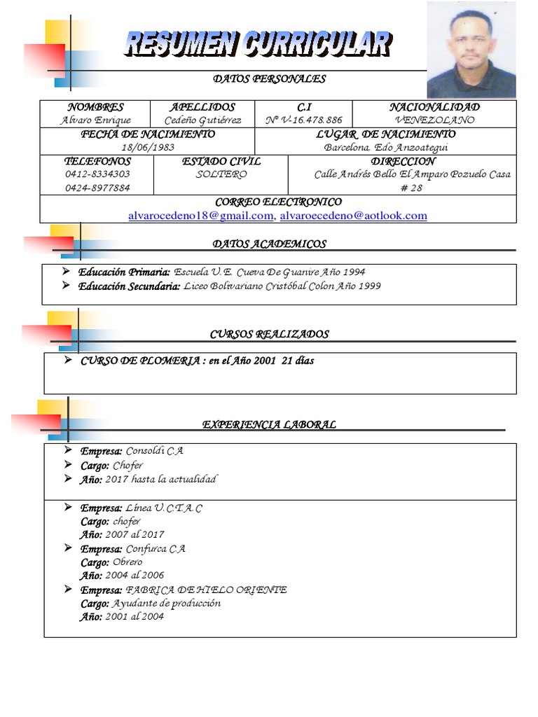 Curriculum de Alvaro Cedeño 2023 | PDF
