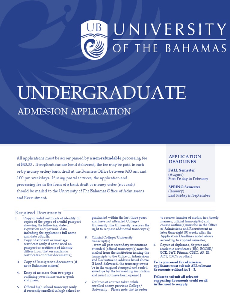 UB Application For Undergraduate Admission | PDF